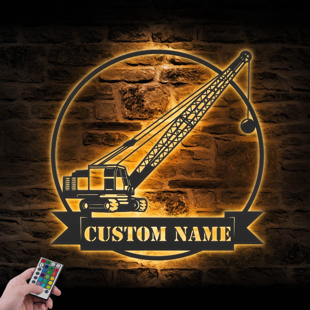 Custom Wrecking Ball Crane Metal Wall Art LED Light Personalized ...