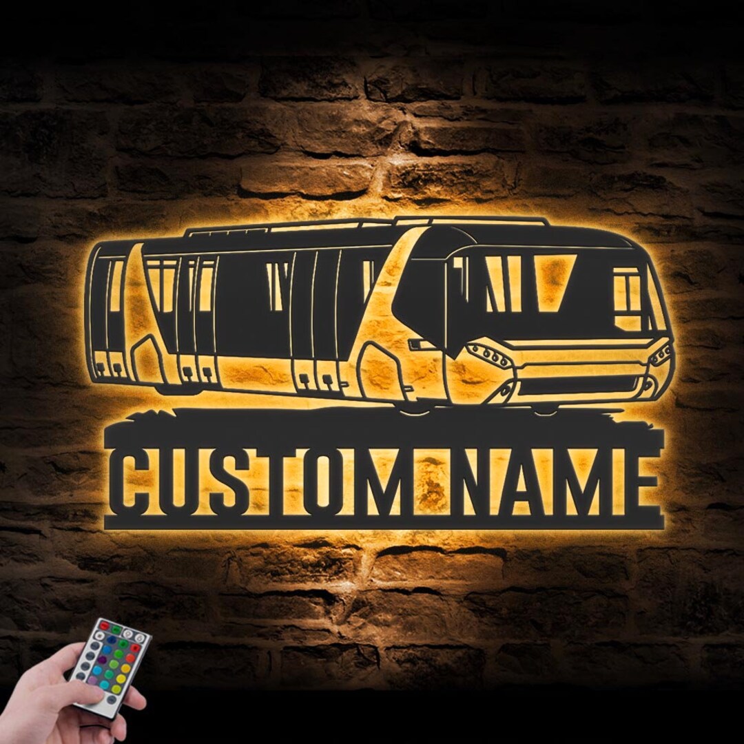 Custom Airport Bus Driver Metal Wall Art LED Light Personalized Air ...