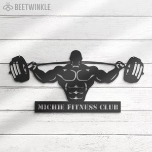 Custom Powerlifting Workout Metal Wall Art LED Light Personalized ...