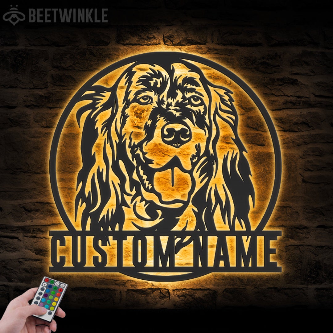 Custom English Setter Metal Wall Art LED Light Personalized Dog Lover ...