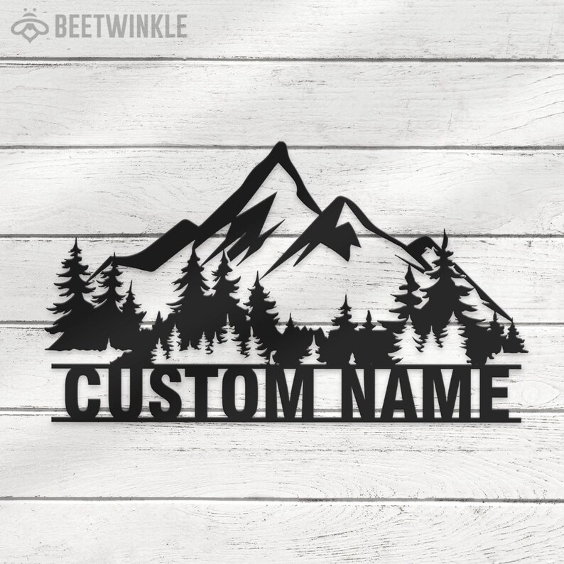 Custom Nature Mountain Forest Metal Wall Art LED Light Personalized ...