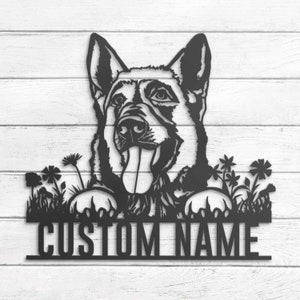 Custom GSD German Shepherd Husky Mix Metal Wall Art LED Light ...