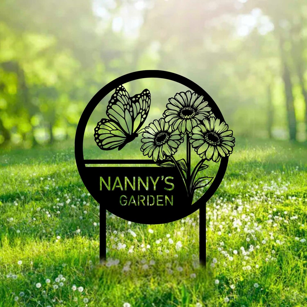 Custom Garden Name Metal Sign Personalized Gerberas Flower Sign With ...