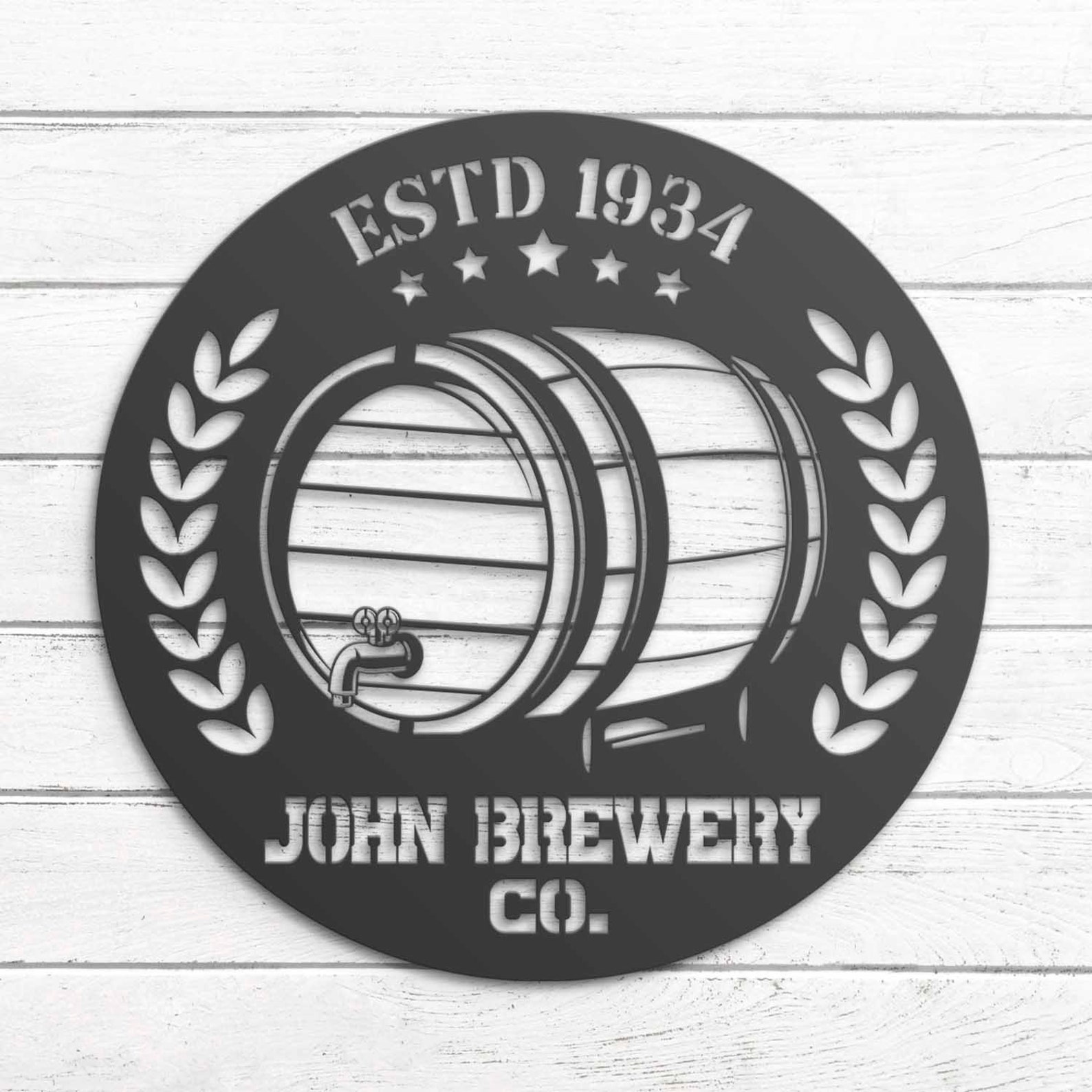 Custom Beer Bar Metal Wall Art LED Light Personalized Brewing Company ...