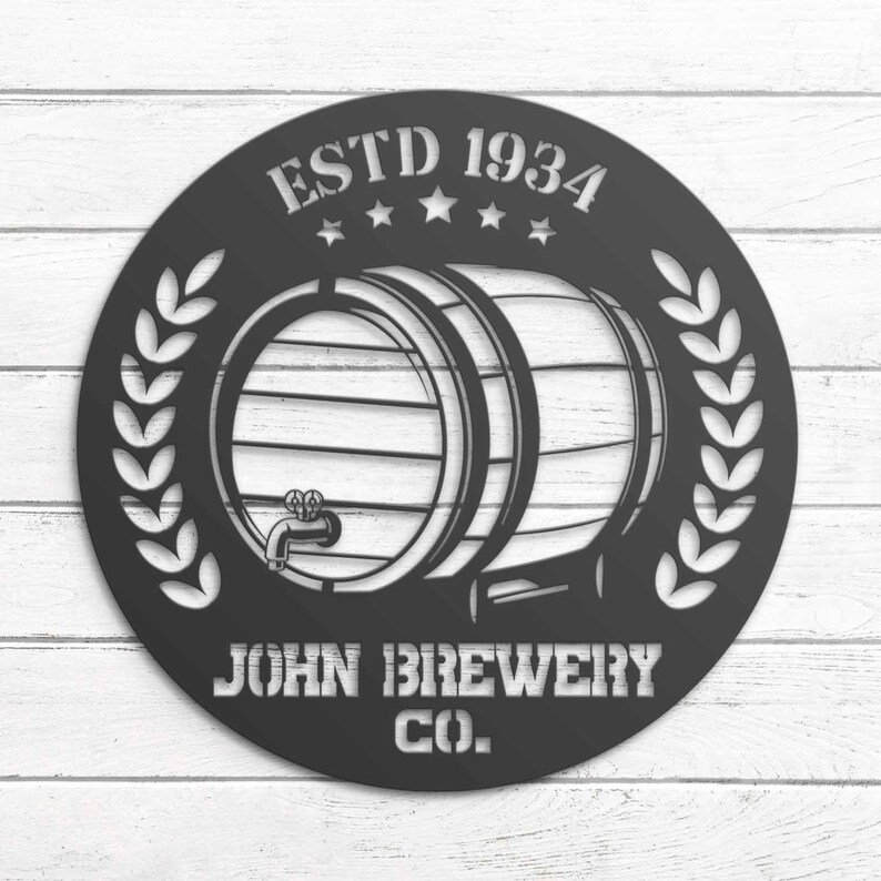 Custom Beer Bar Metal Wall Art LED Light Personalized Brewing Company ...