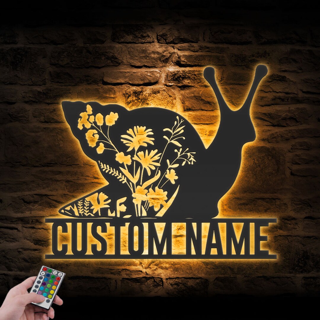 Custom Wildflower Snail Metal Wall Art LED Light Personalized Wild ...