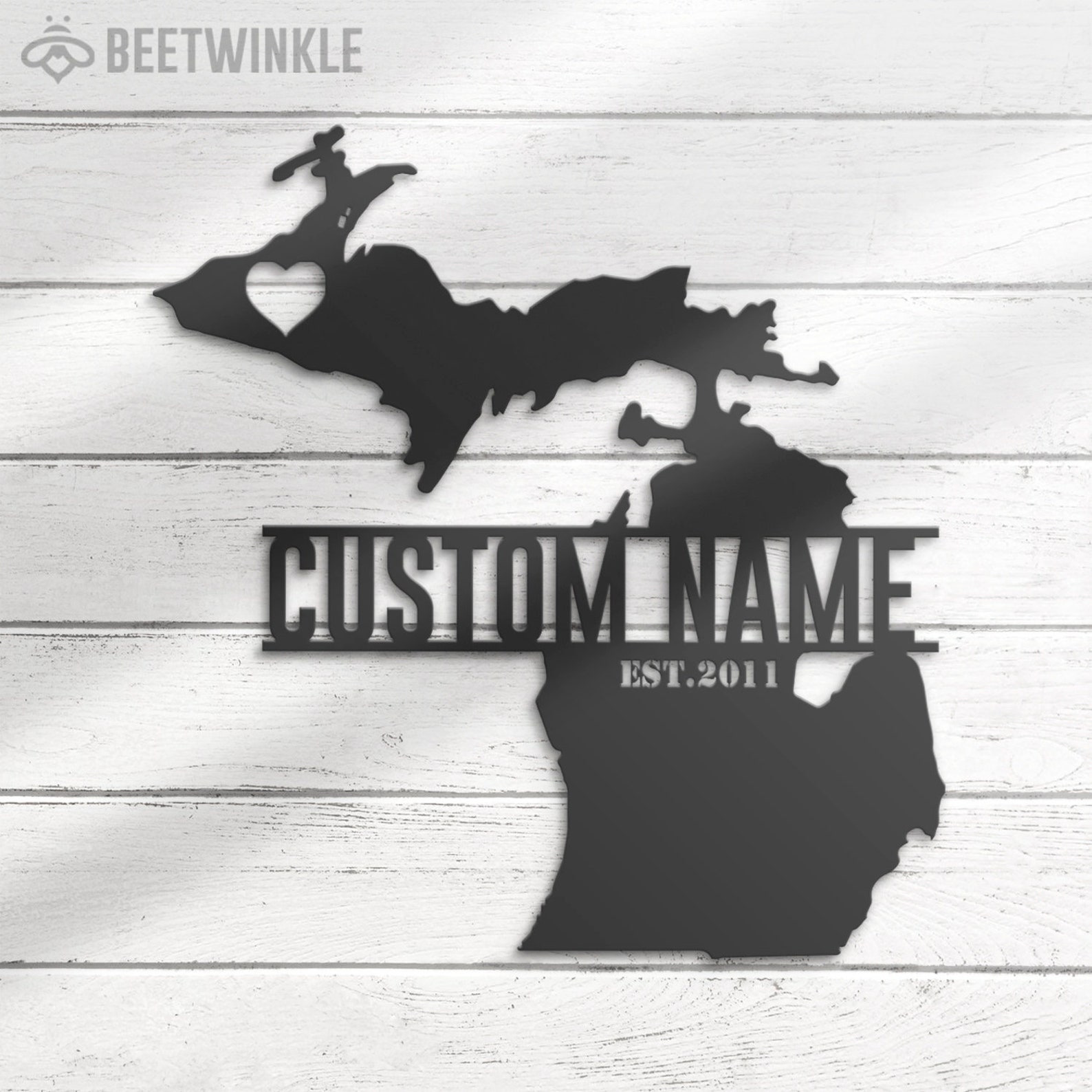 Custom Michigan Map Metal Wall Art LED Lights Personalized - Etsy