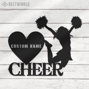 Custom Girl Cheerleading Metal Wall Art LED Light Personalized Female ...