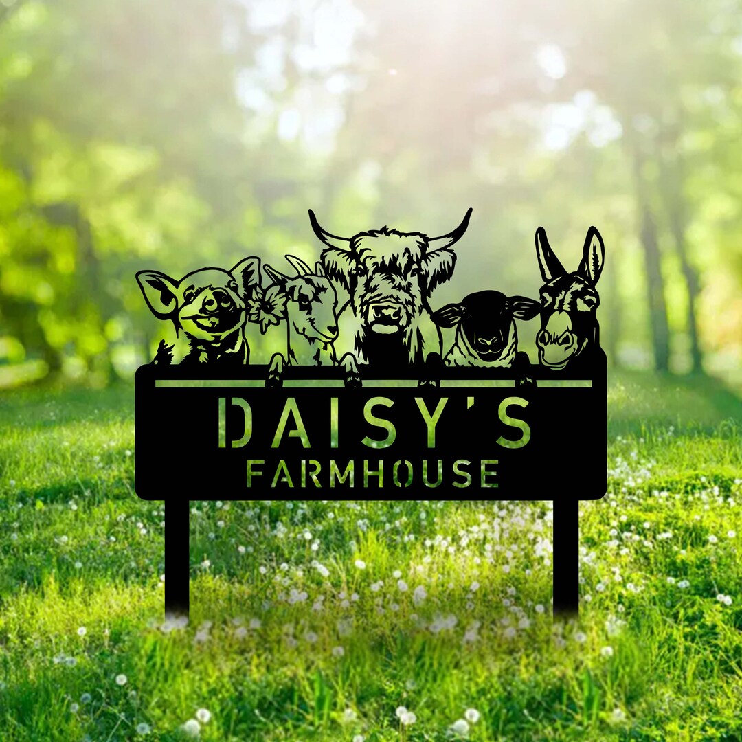 Custom Pig Goat Cow Sheep Donkey Farmhouse Garden Metal Sign ...
