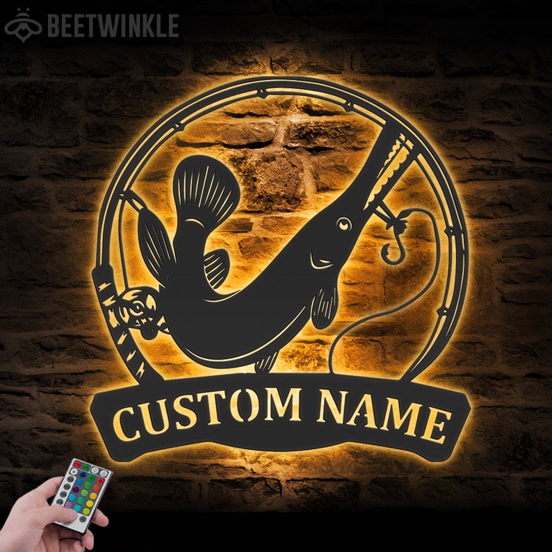 Custom Alligator Gar Fishing Metal Wall Art LED Light - Etsy