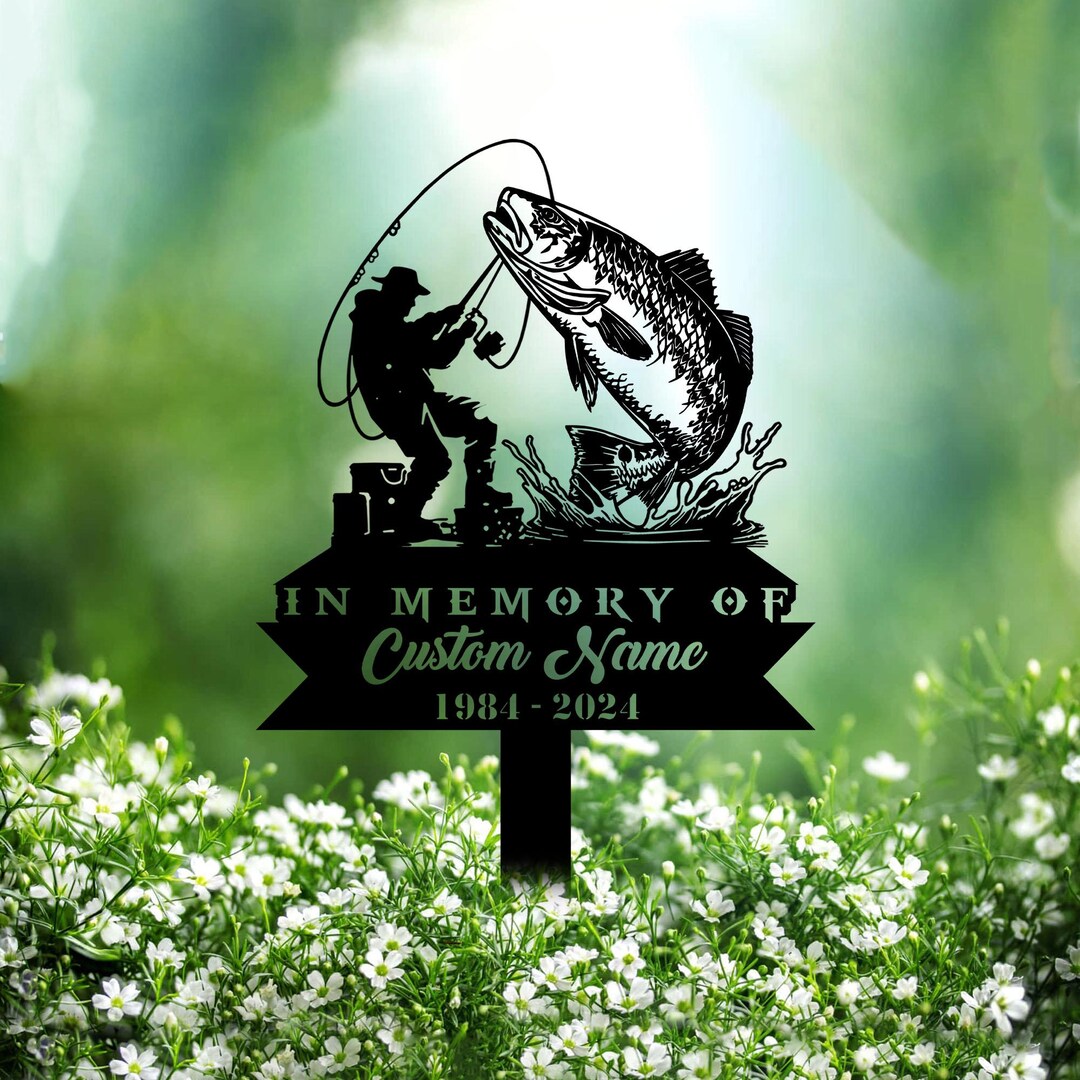 Custom Red Drum Fishing Metal Memorial Stake Personalized Fisherman ...