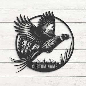 Custom Pheasant Hunting Metal Wall Art LED Light Personalized Hunter ...