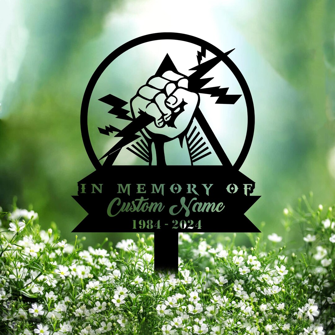 Custom Lineman Metal Memorial Stake Personalized Electrical Worker ...