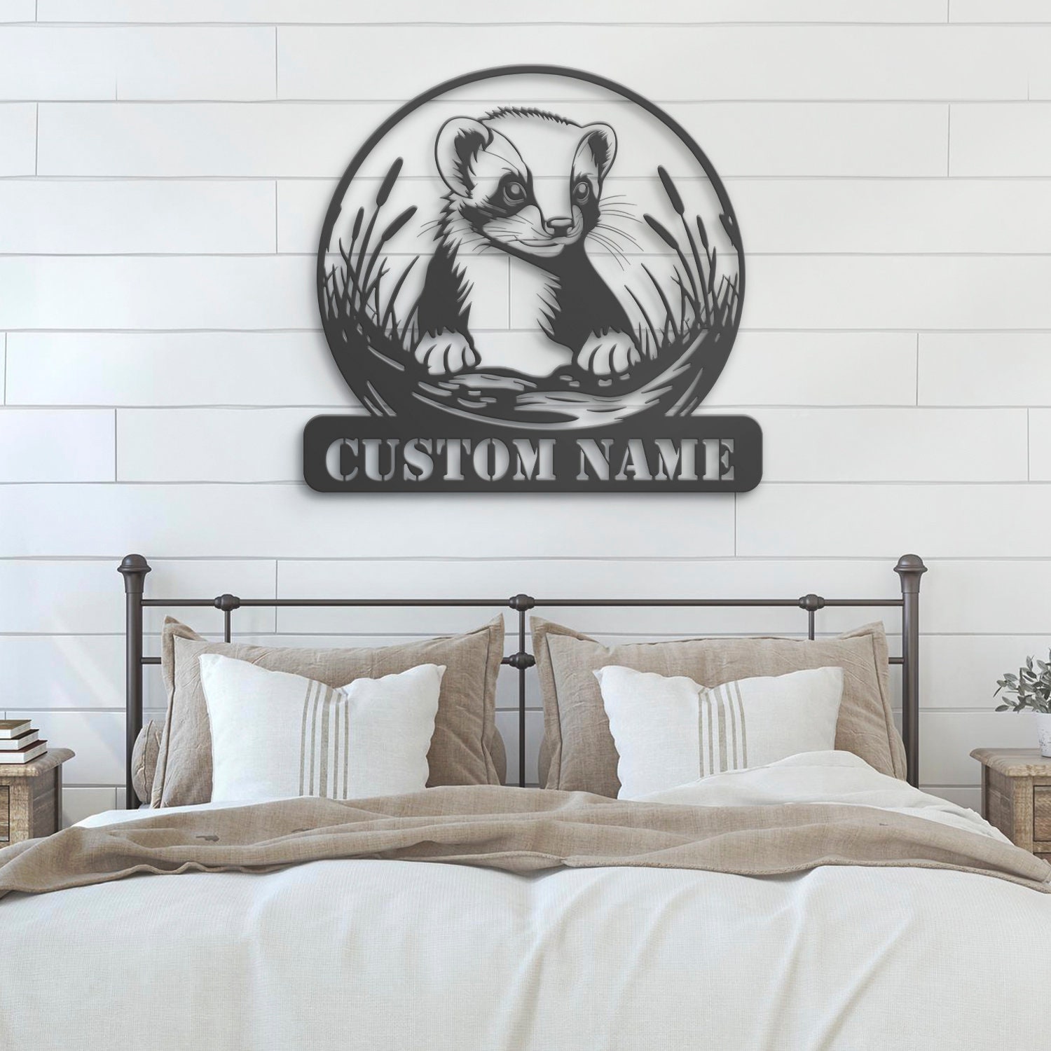 Custom Ferret Metal Wall Art LED Light Personalized Animal Lover Name ...