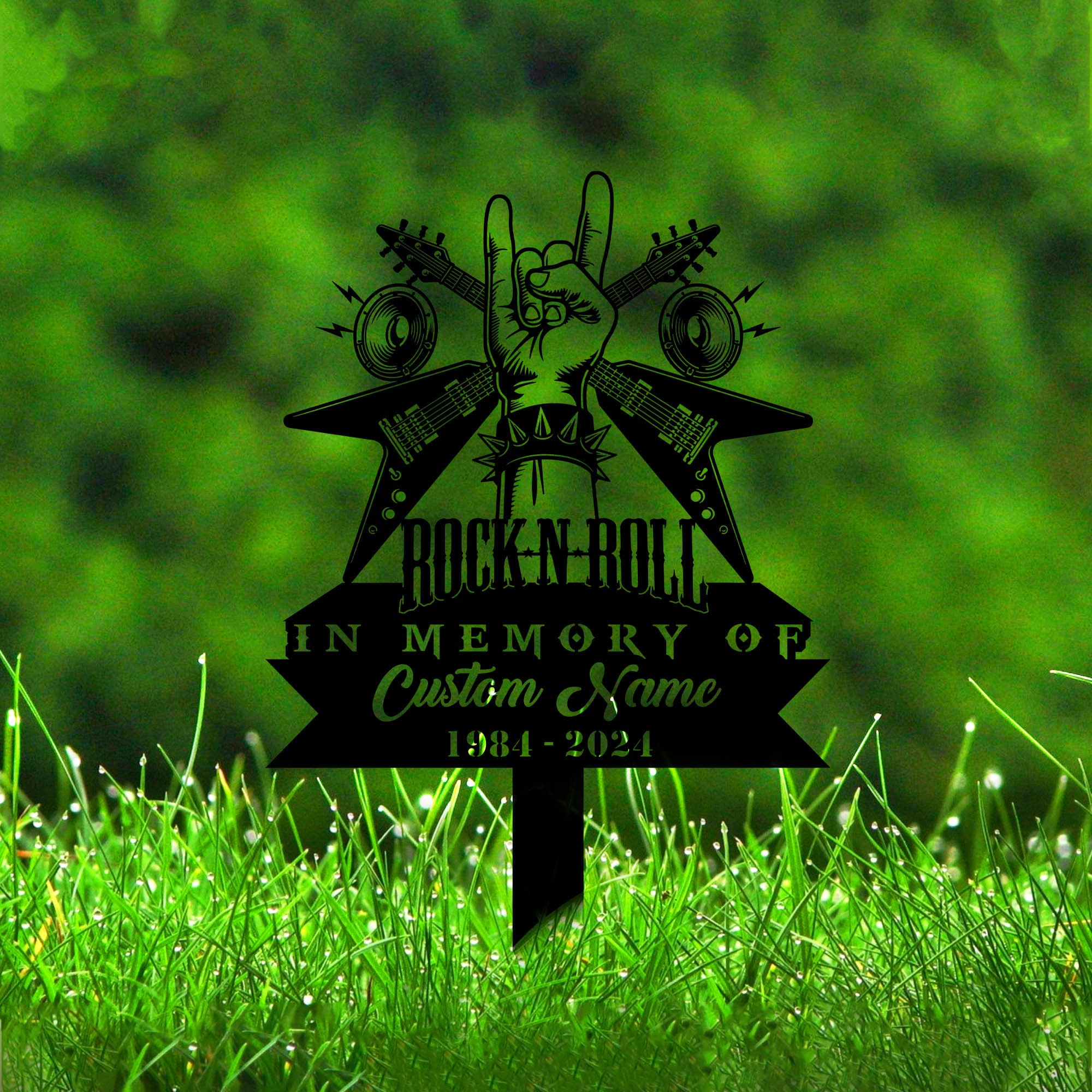 Custom Rock and Roll Metal Memorial Stake Personalized Rock Singer ...