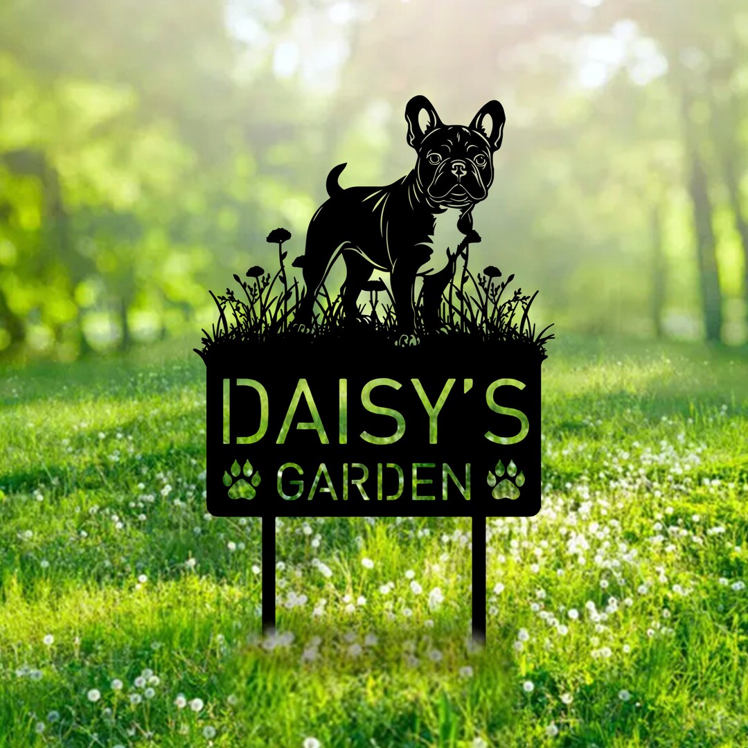 Custom French Bulldog Frenchie Dog Metal Memorial Garden Stake ...