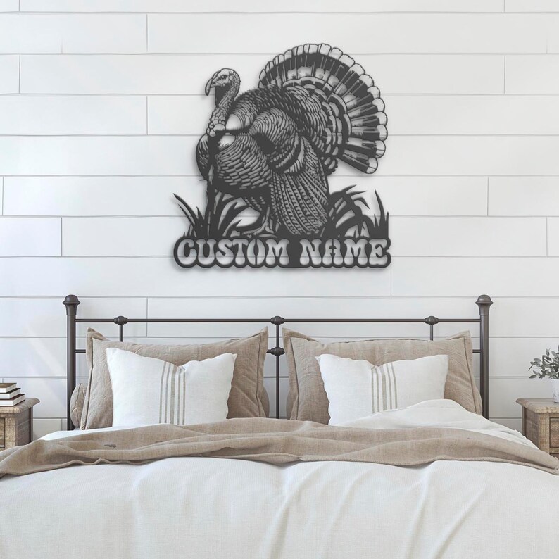Custom Wild Turkey Farmhouse Metal Wall Art LED Light Personalized ...