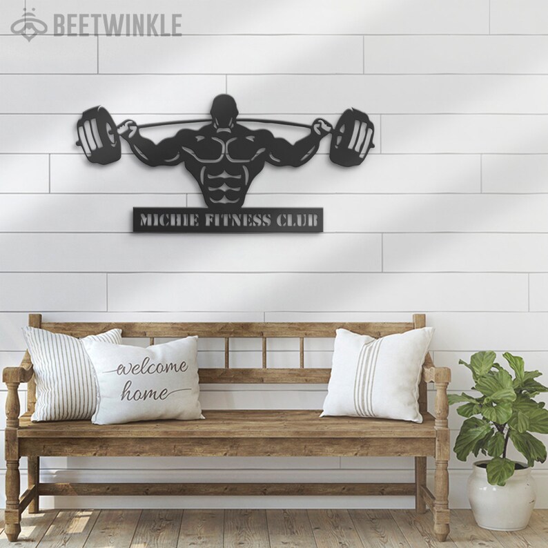 Custom Powerlifting Workout Metal Wall Art LED Light - Etsy