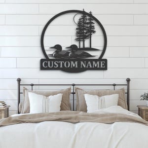 Custom Couple Pacific Loon Metal Wall Art LED Light Personalized Loon ...