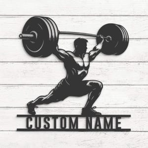 Custom Bodybuilding Athlete Metal Wall Art LED Light Personalized ...