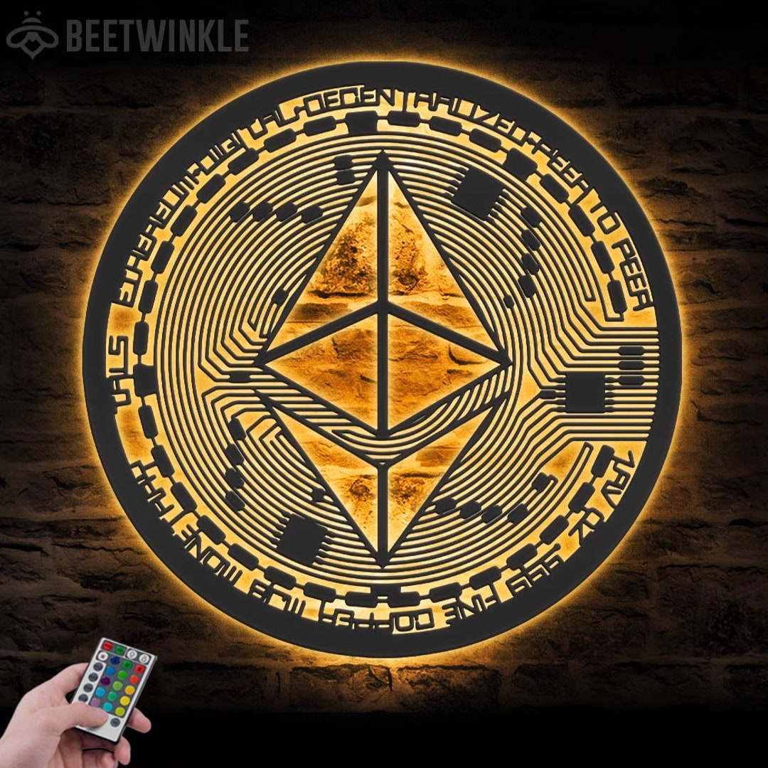 Digital Bitcoin Metal Wall Art LED Lights Cryptocurrency Sign Home ...