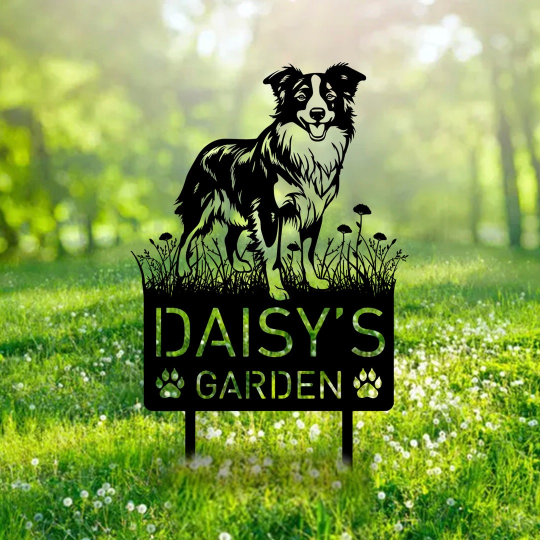 Custom Border Collie Dog Metal Memorial Garden Stake Personalized Pet ...