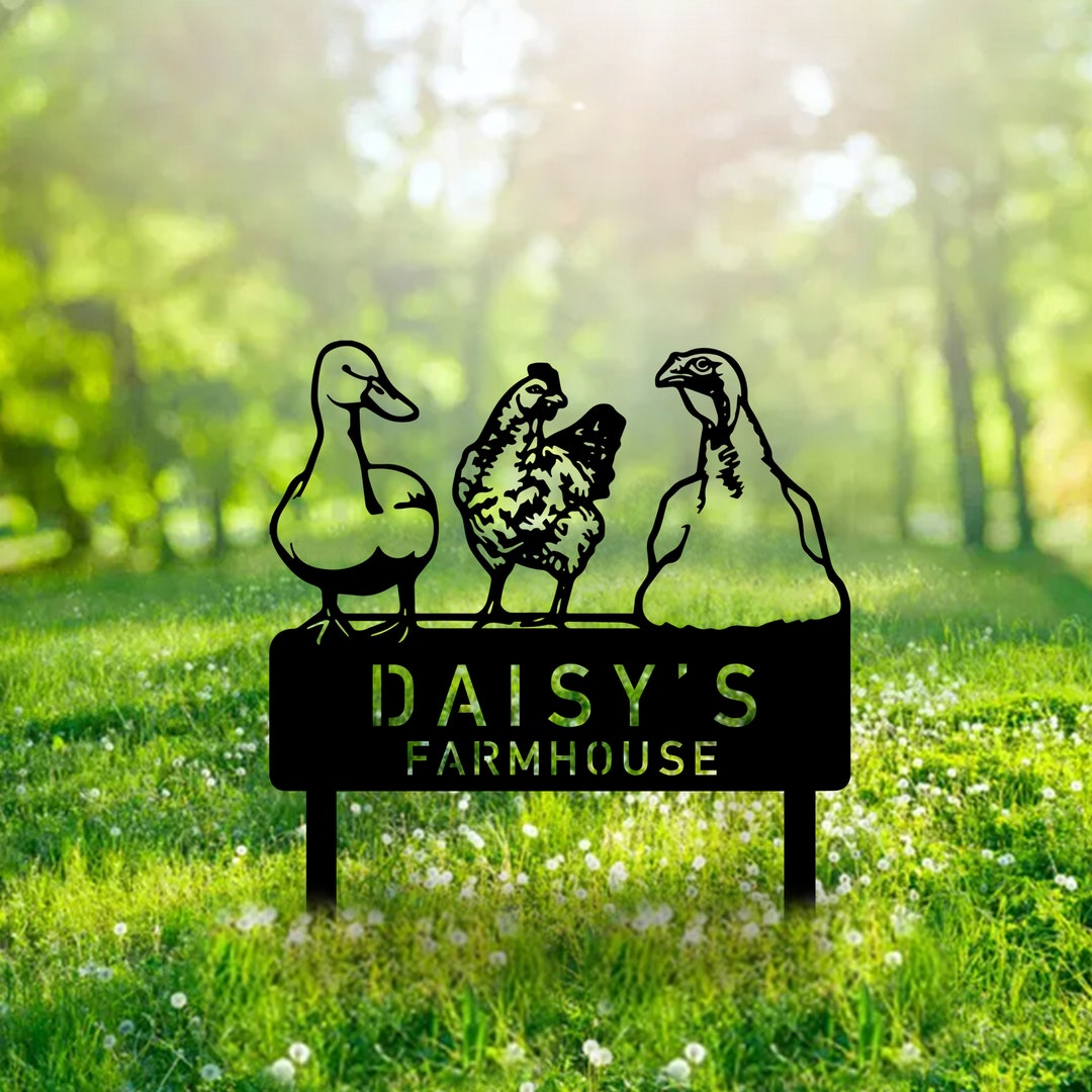 Custom Duck Chicken Turkey Farmhouse Garden Metal Sign Personalized ...