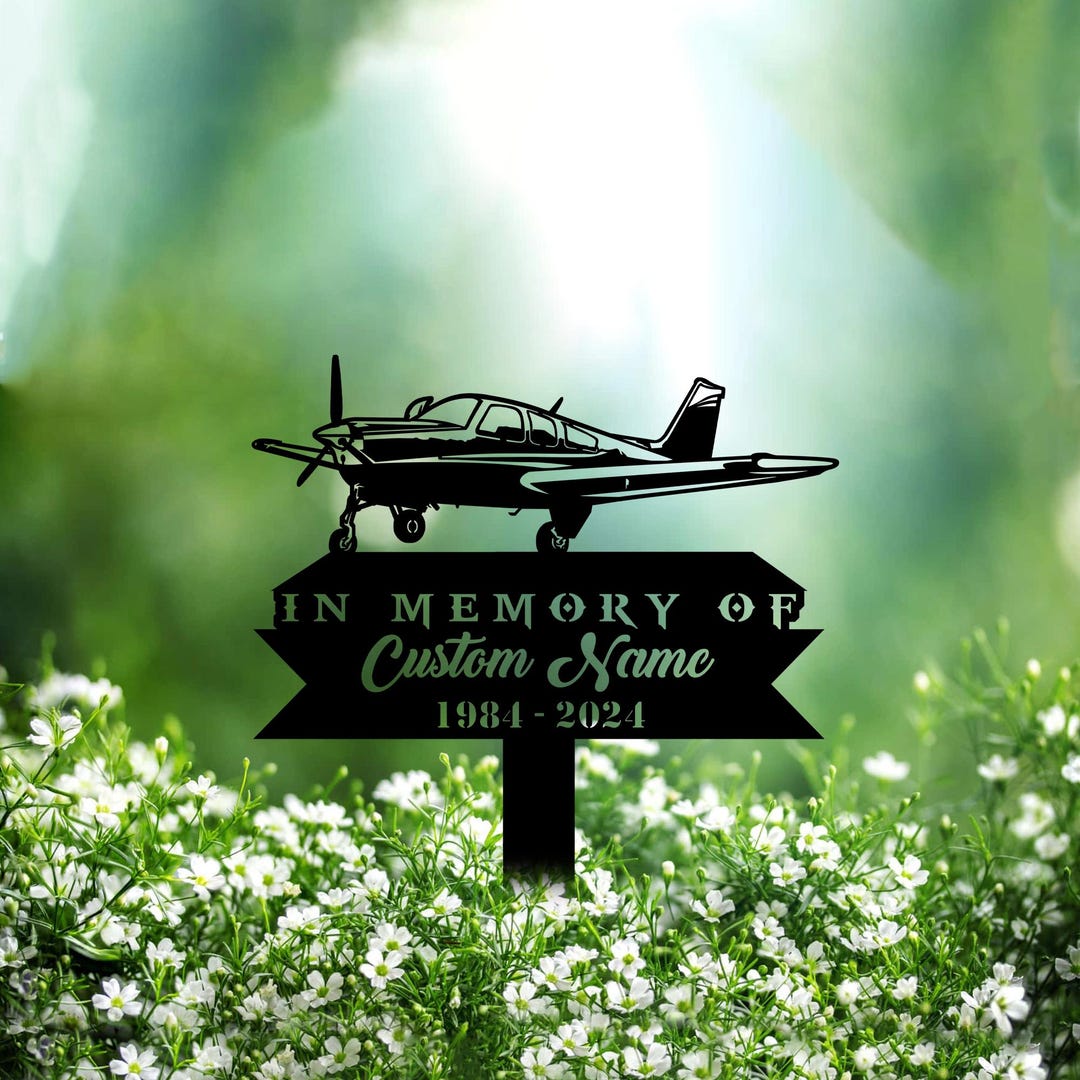 Custom Pilot Metal Memorial Stake Personalized Aircraft Grave Marker ...