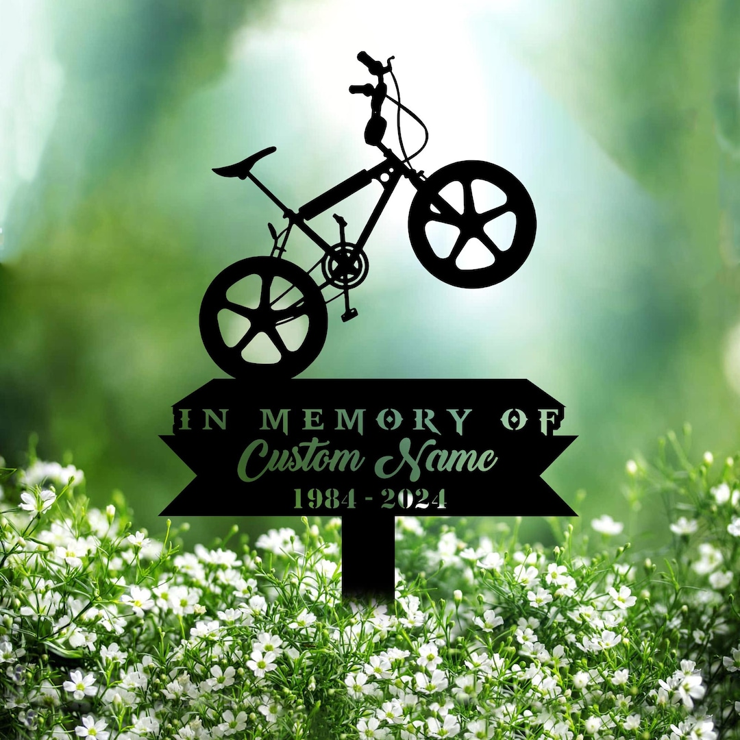 Custom BMX Biker Metal Memorial Stake Personalized Bicyclist Grave ...