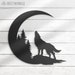Wolf on the Moon Metal Wall Art LED Light Howling Wolf Sign Home Decor ...
