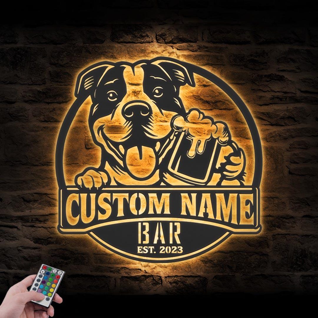 Custom Funny Bully Kutta Thirsty Beer Pub Metal Wall Art LED Light ...