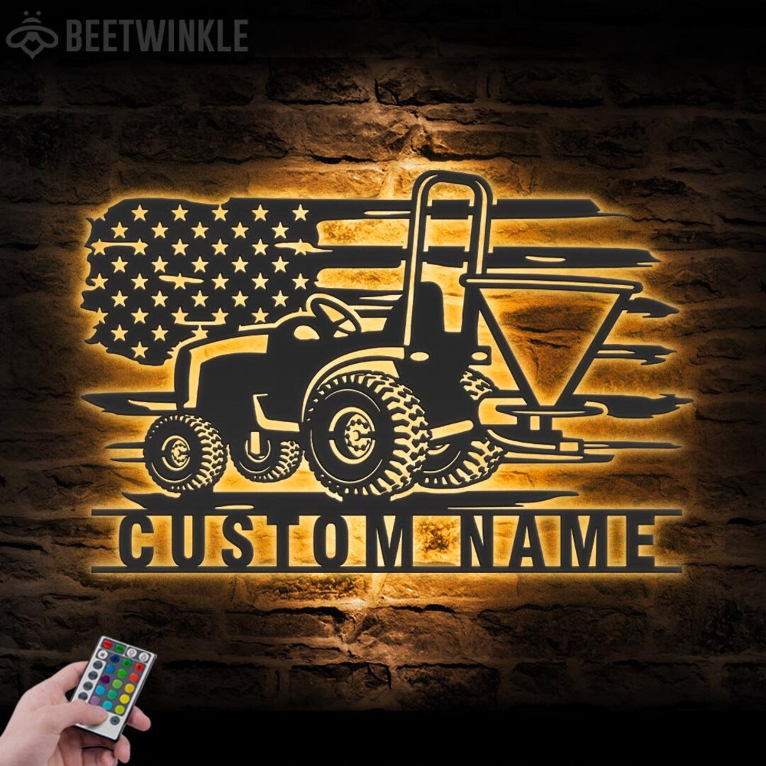 Custom Tractor Driver Metal Wall Art LED Light Personalized Farm ...
