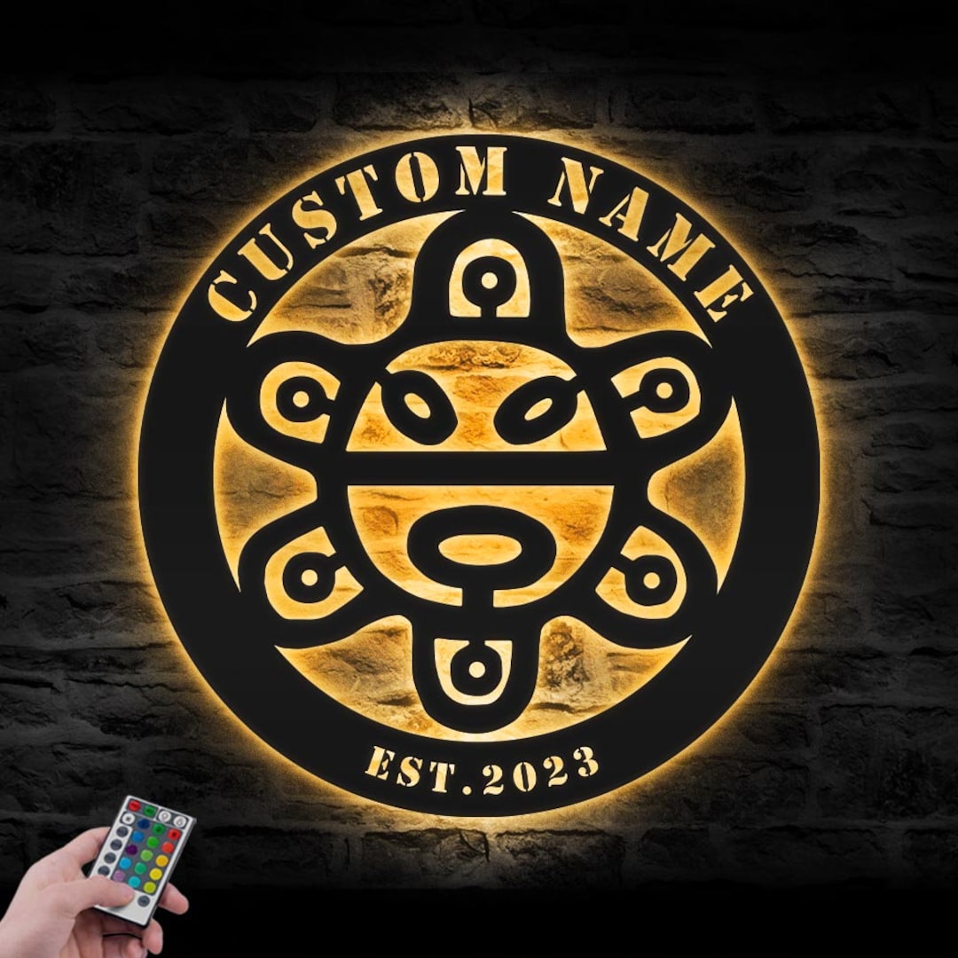 Custom Puerto Rico Taino Sun Sol God Symbol Metal Wall Art LED Light ...