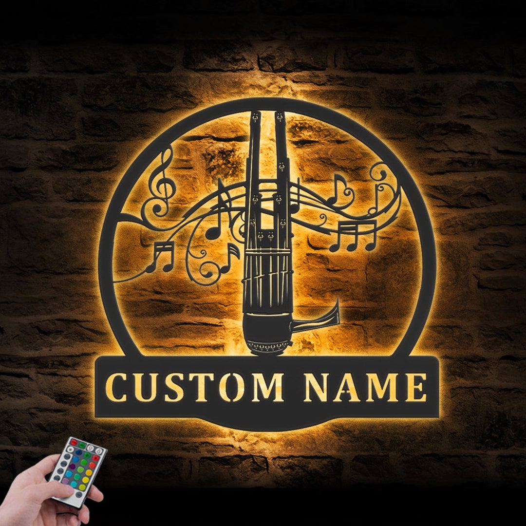 Custom Sheng Chinese Musical Instrument Metal Wall Art LED Light ...
