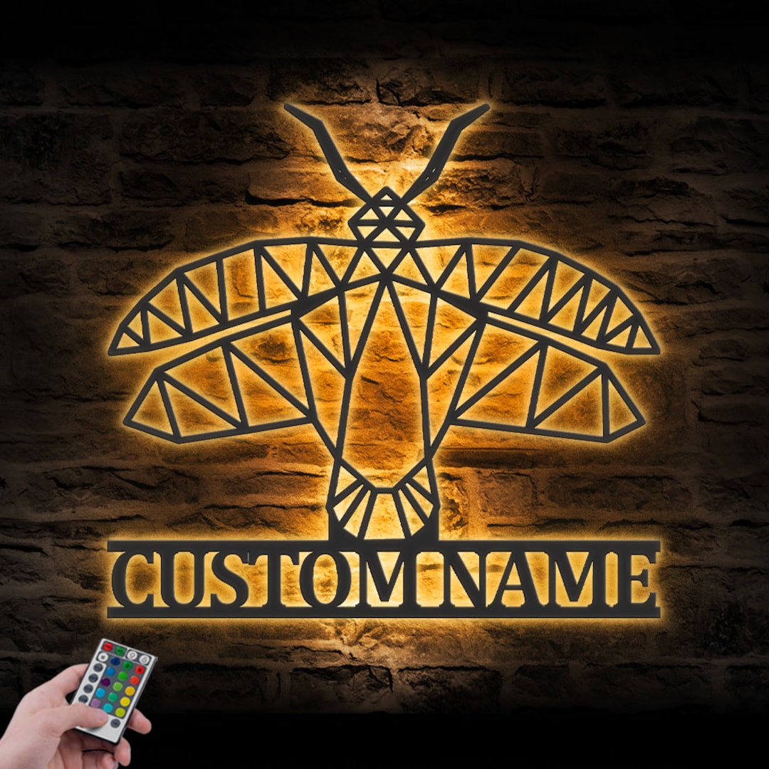 Custom Firefly Geometric Metal Wall Art LED Light Personalized Firefly ...