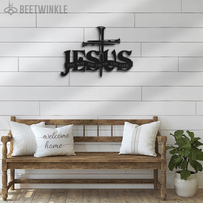 Jesus the Way the Truth the Life Metal Wall Art LED Light Christ Sign ...