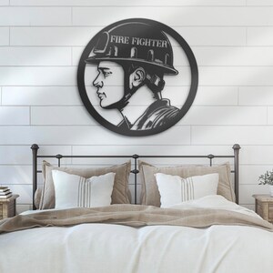 Custom Firefighter Metal Wall Art LED Light Personalized Fireman Name ...