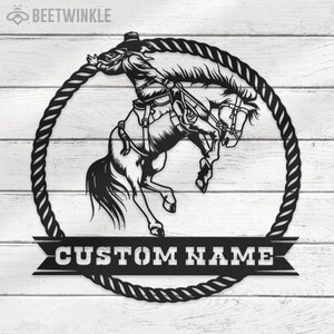 Custom Western Cowboy Roping Metal Wall Art LED Light Personalized Tie ...