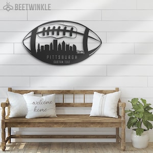Custom Pittsburgh Skyline American Football Metal Wall Art LED Light ...