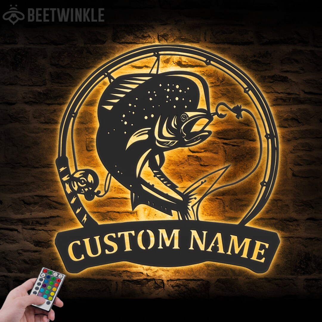 Custom Mahi Mahi Dolphin Fish Dorado Fishing Metal Wall Art LED Light ...