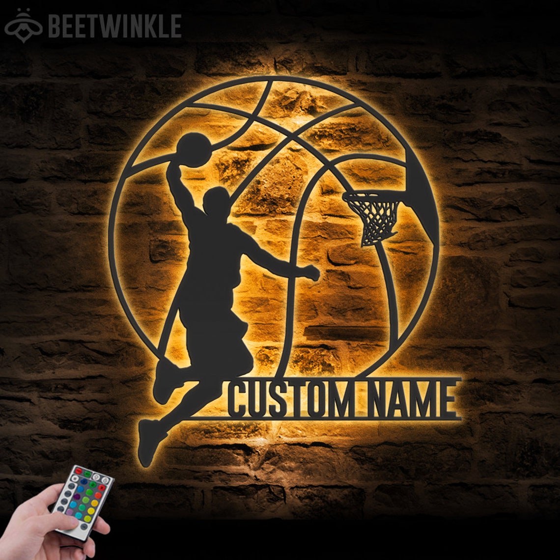 Custom Man Basketball Metal Wall Art LED Light Personalized - Etsy