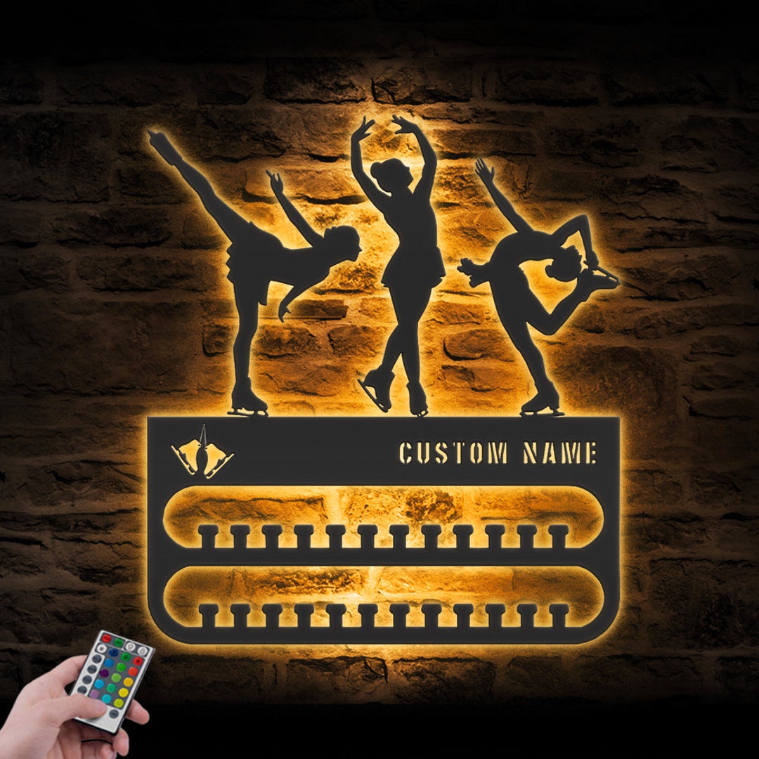 Custom Figure Skater Medal Hanger With Led Light Ice Skating Medal ...