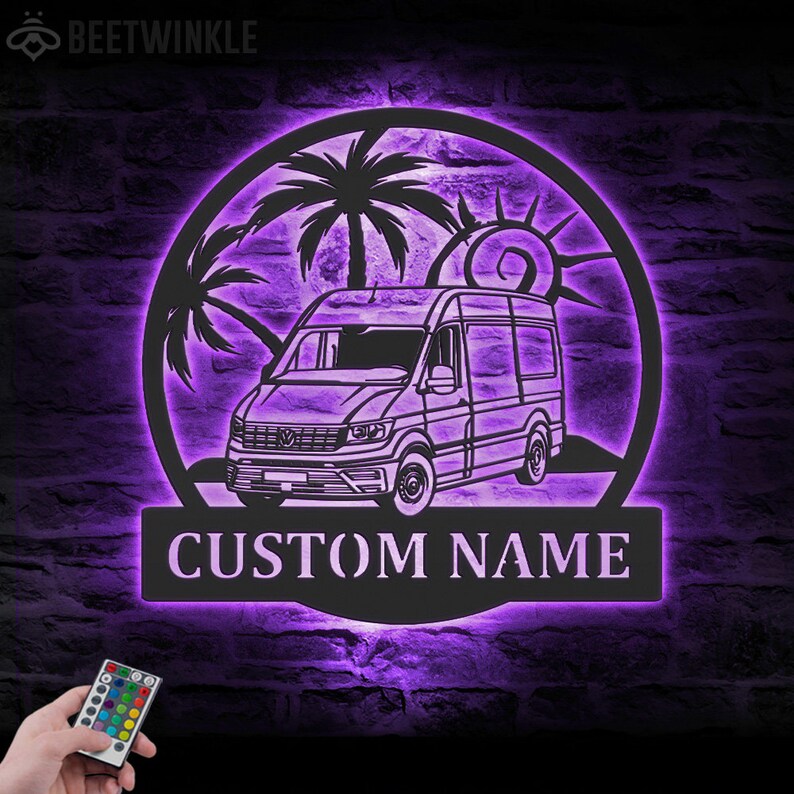 Custom Bus Camping Car Metal Wall Art LED Light Personalized - Etsy
