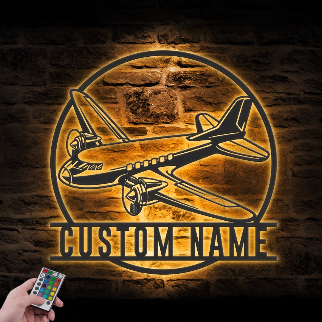 Custom Fighter Jet Pilot Metal Wall Art LED Light Personalized Aircraft ...