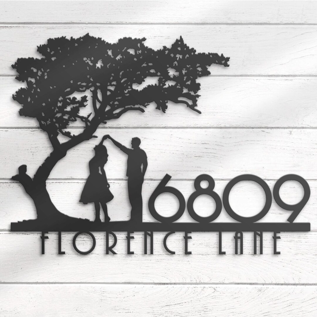 Custom Tree of Light House Number Metal Address Sign Personalized ...