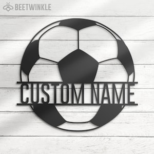 Custom Soccer Ball Metal Wall Art LED Light Personalized Football ...