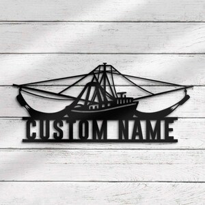 Custom Trawler Fishing Boat Metal Wall Art LED Light Personalized ...