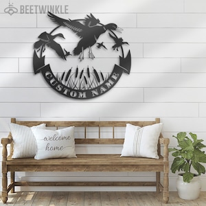 Custom Duck Hunting Metal Wall Art LED Light Personalized Hunter Name ...