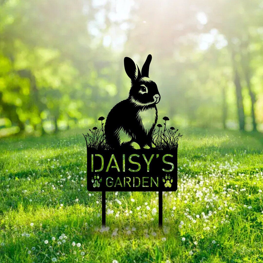 Custom Rabbit Metal Memorial Garden Stake Personalized Pet Grave Marker ...