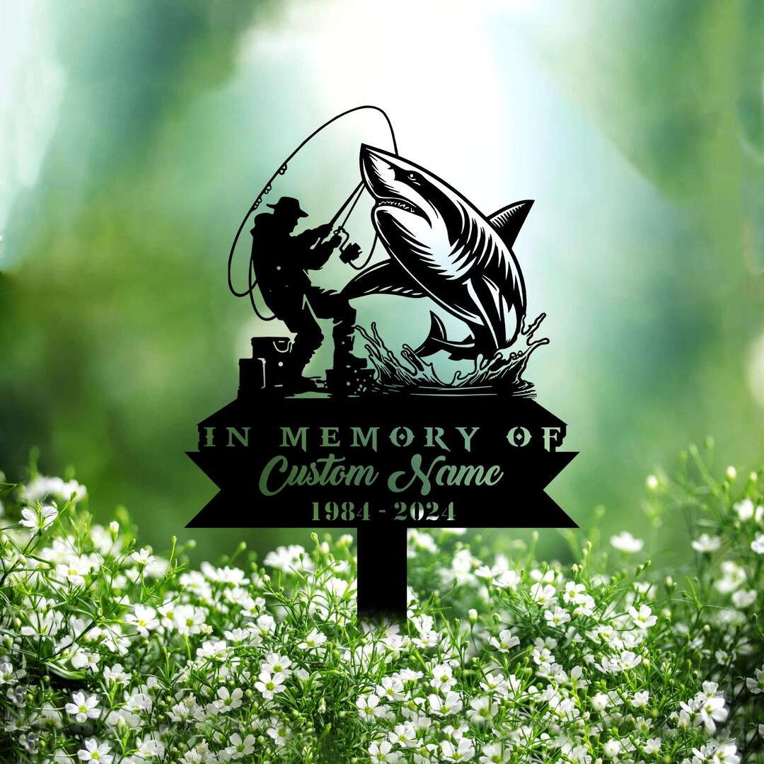 Custom Mako Shark Fishing Metal Memorial Stake Personalized Fisherman ...